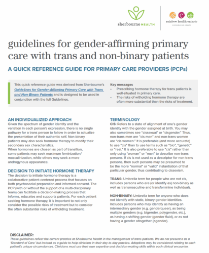 Guidelines for gender-affirming primary care with trans and non-binary ...