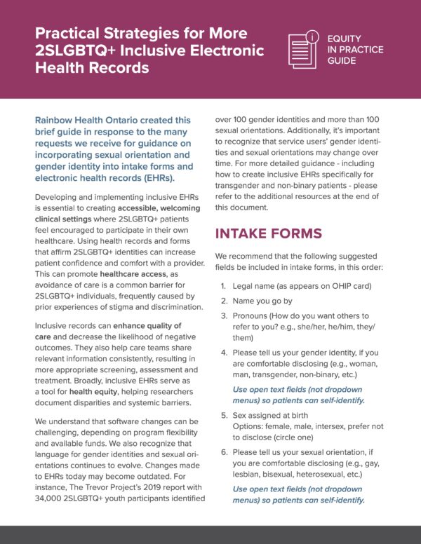 Practical Strategies for More 2SLGBTQ+ Inclusive Electronic Health ...